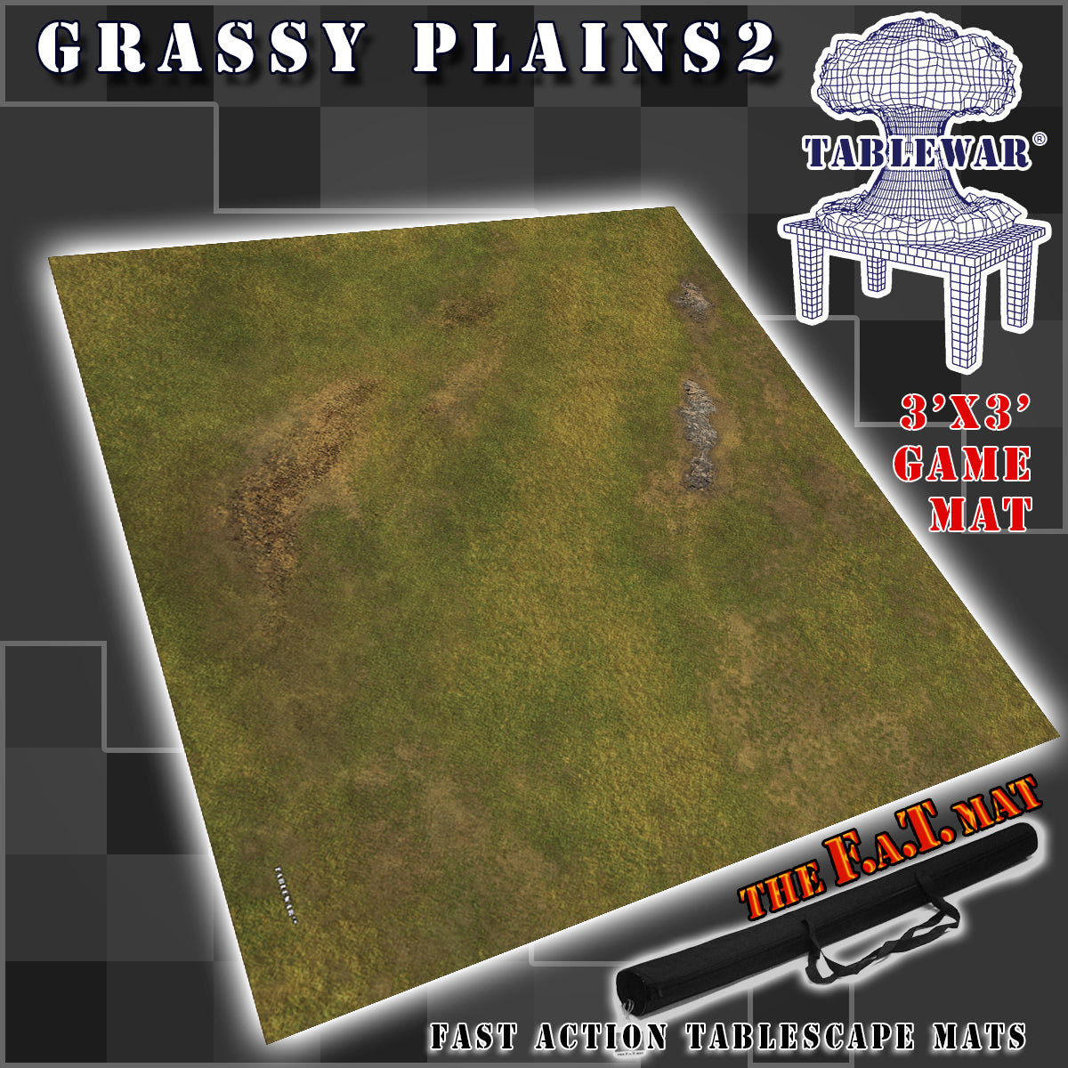 3x3 'Grassy Plains 2' F.A.T. Mat Battle Gaming Mat – TABLEWAR