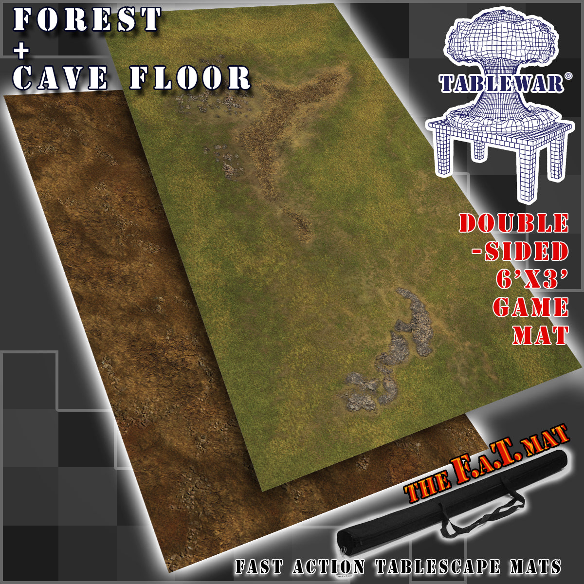 6x3' Double Sided 'Forest + Cave Floor' F.A.T. Mat Battle Gaming Mat ...