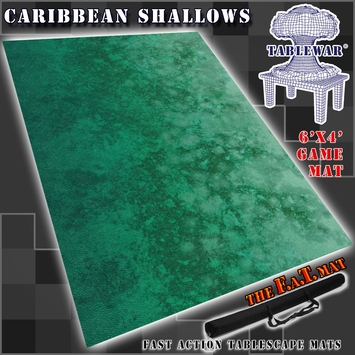 6x4 'Caribbean Shallows' (lighter ocean) FATmat Battle Gaming Mat ...